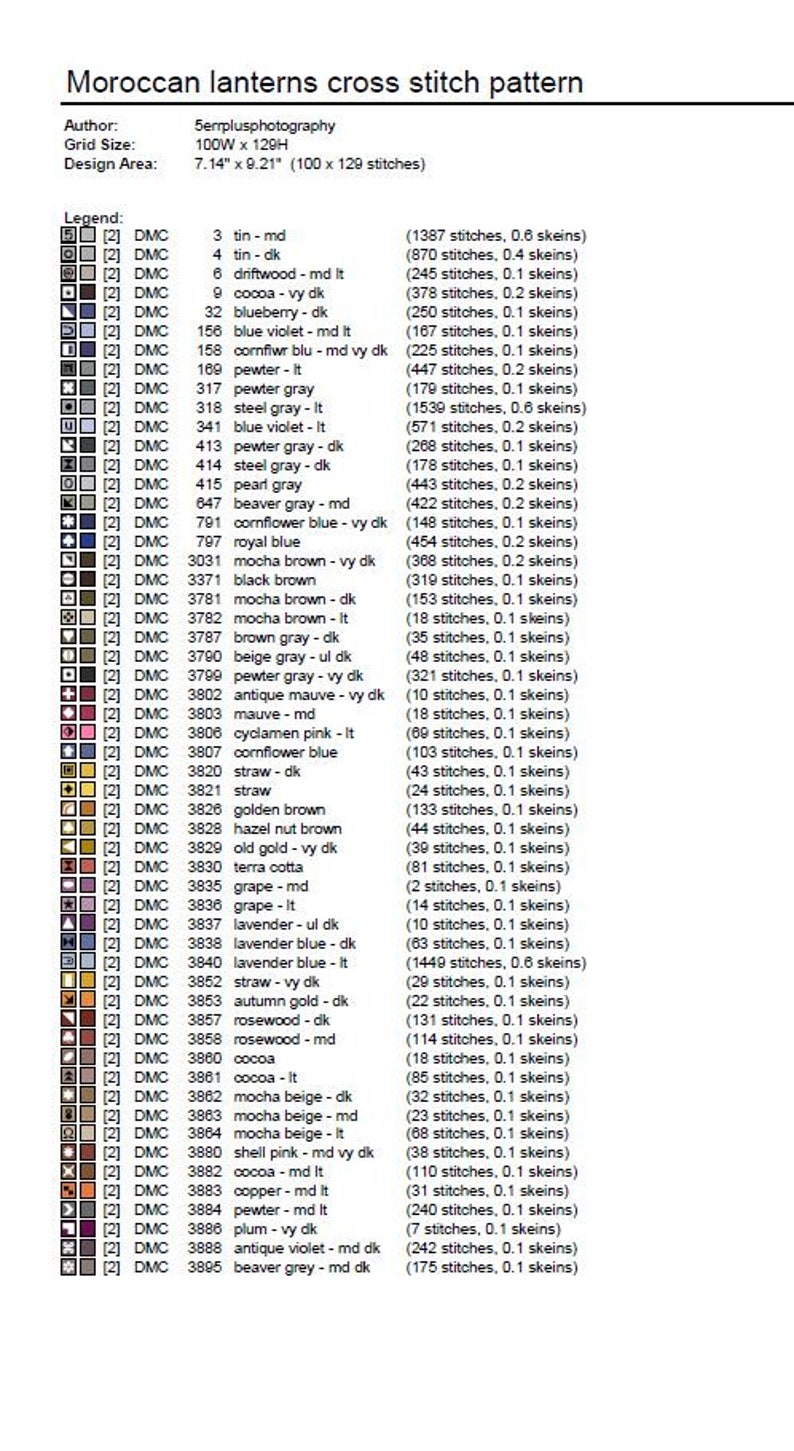 Cross Stitch Moroccan Lanterns Pattern Pdf - Etsy