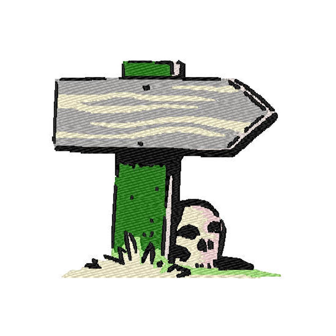 Zombie Apocalypse Warning Sign Digital Embroidery Design, Zombie ...