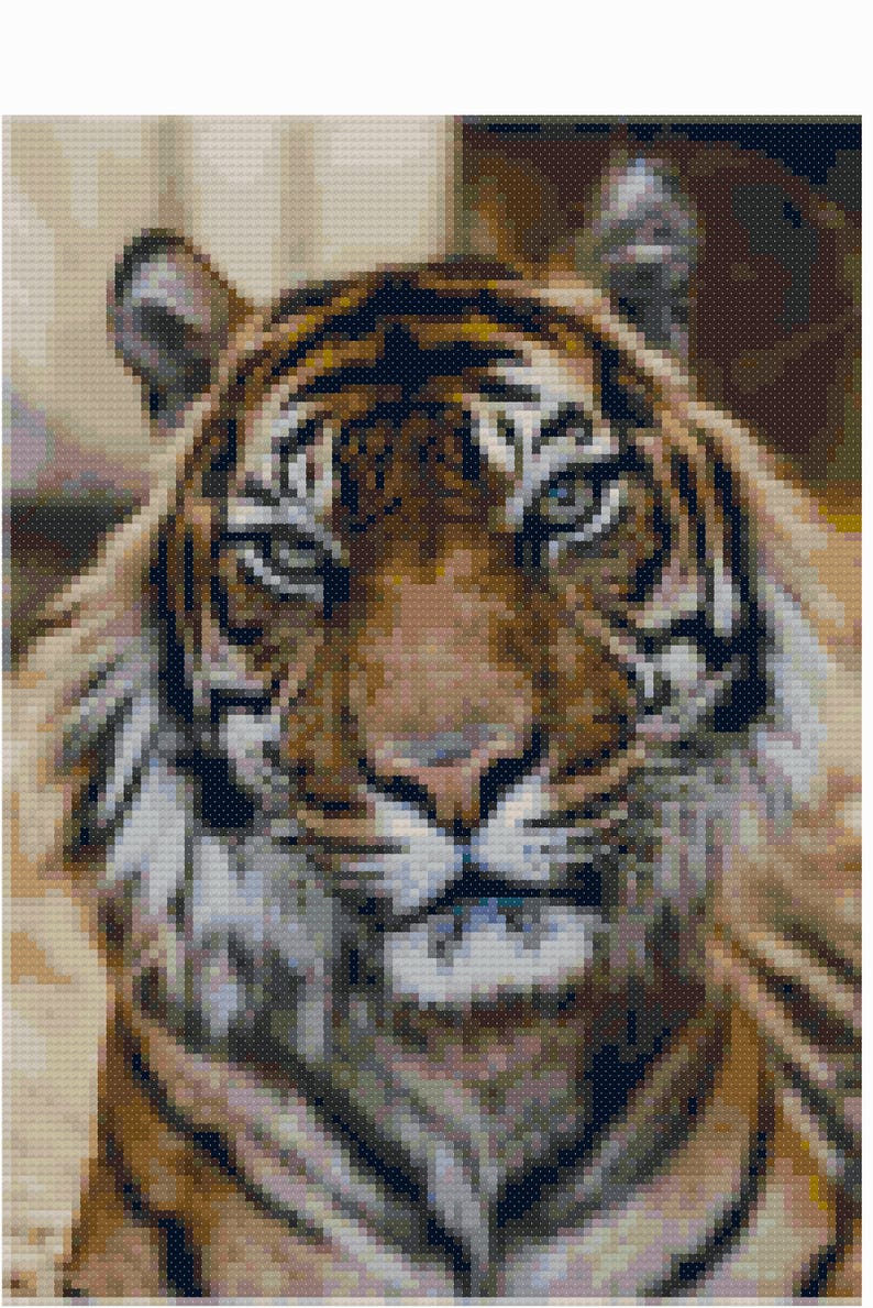 Cross Stitch Tiger Pdf Pattern - Etsy