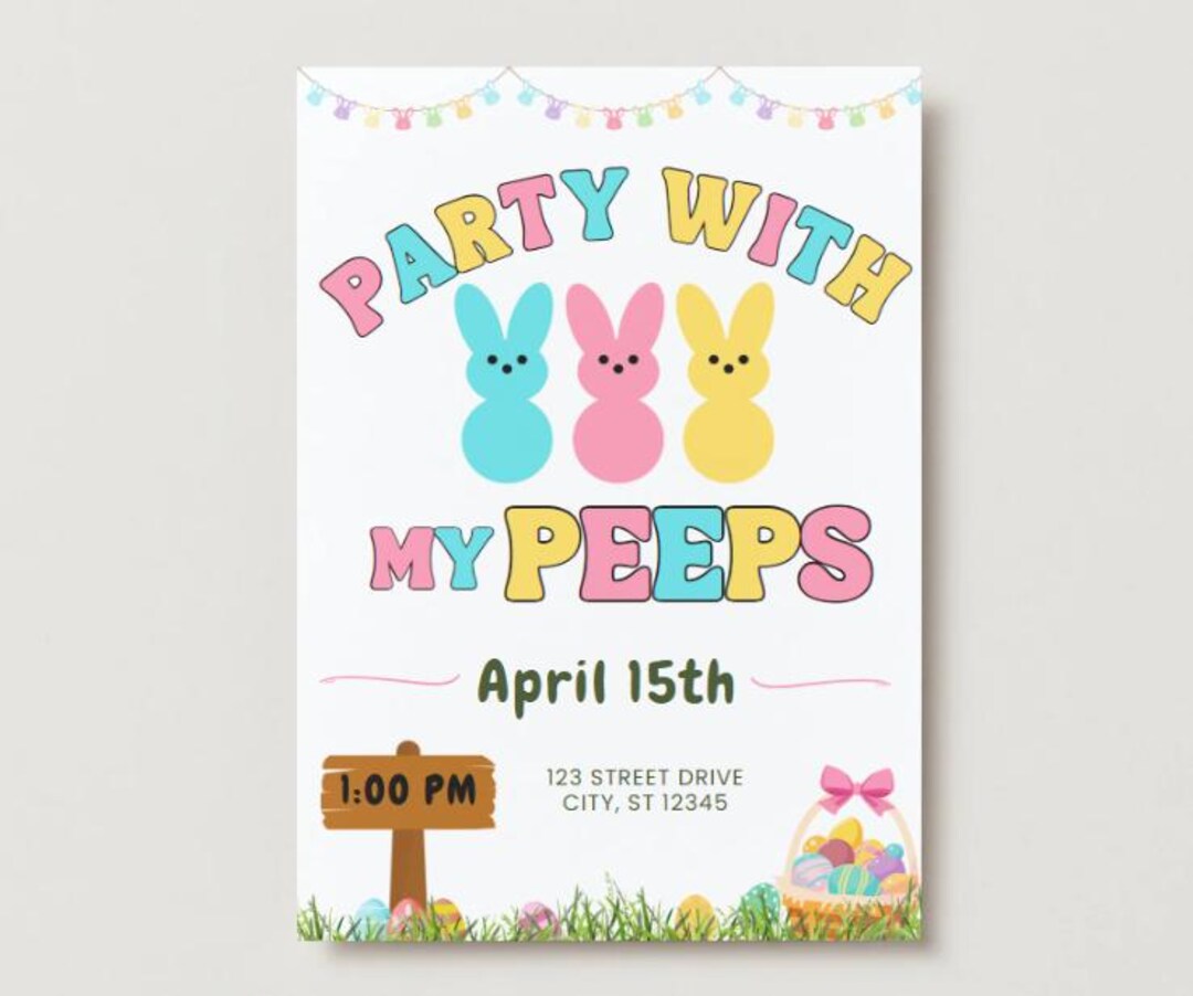 Easter Party Invitation Party Peeps Invite Easter Bunny Easter Egg Hunt ...