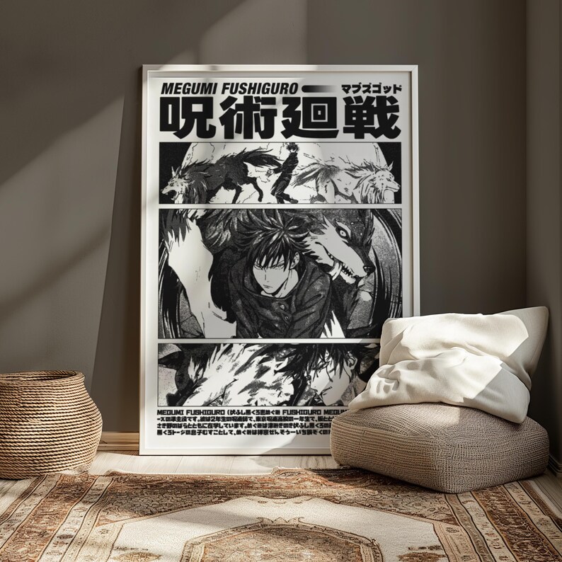 Megumi Fushiguro Poster Jujutsu Kaisen Anime Wall Art, Manga Print ...