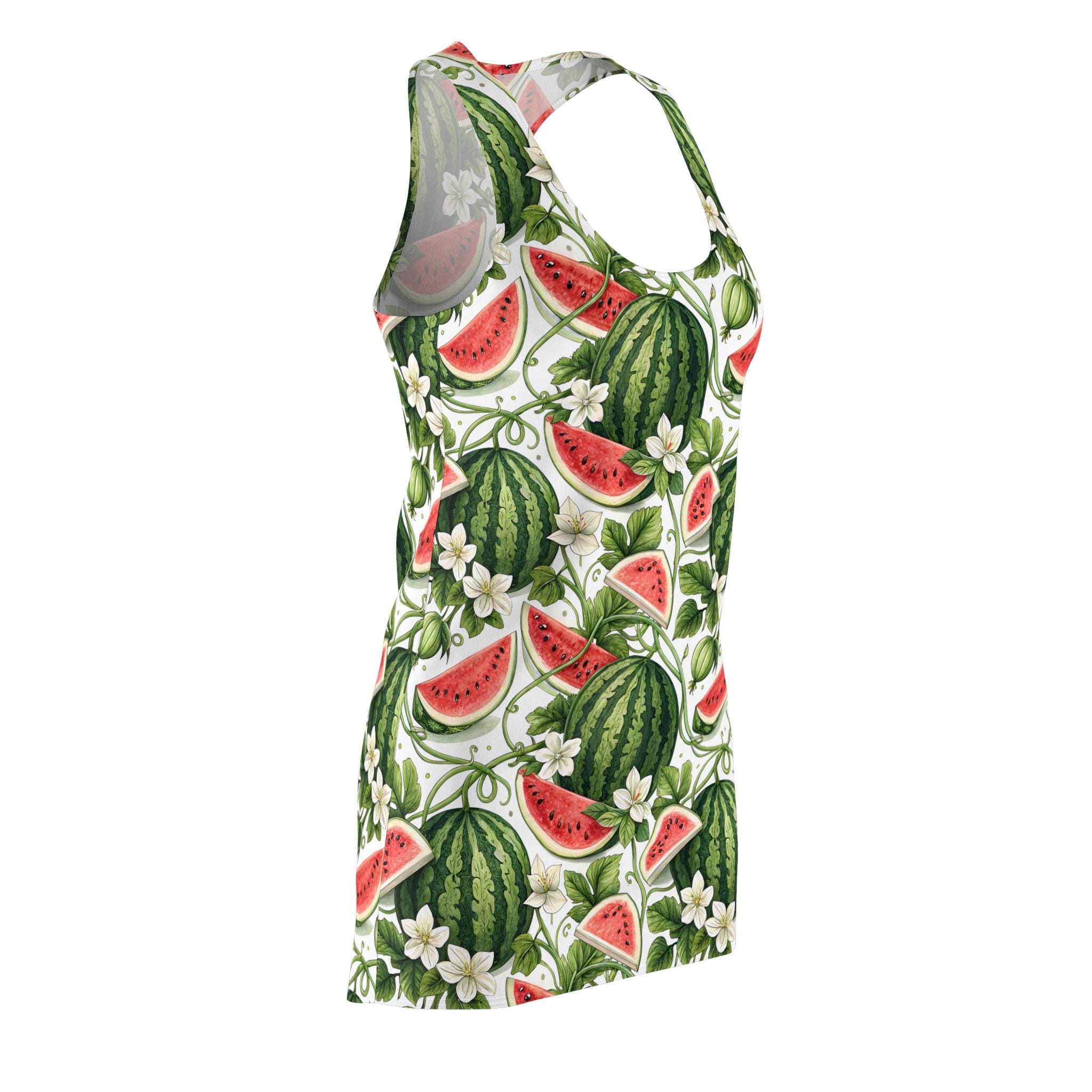 Delightful Watermelon Print Racerback Dress, Summer Party Dress ...