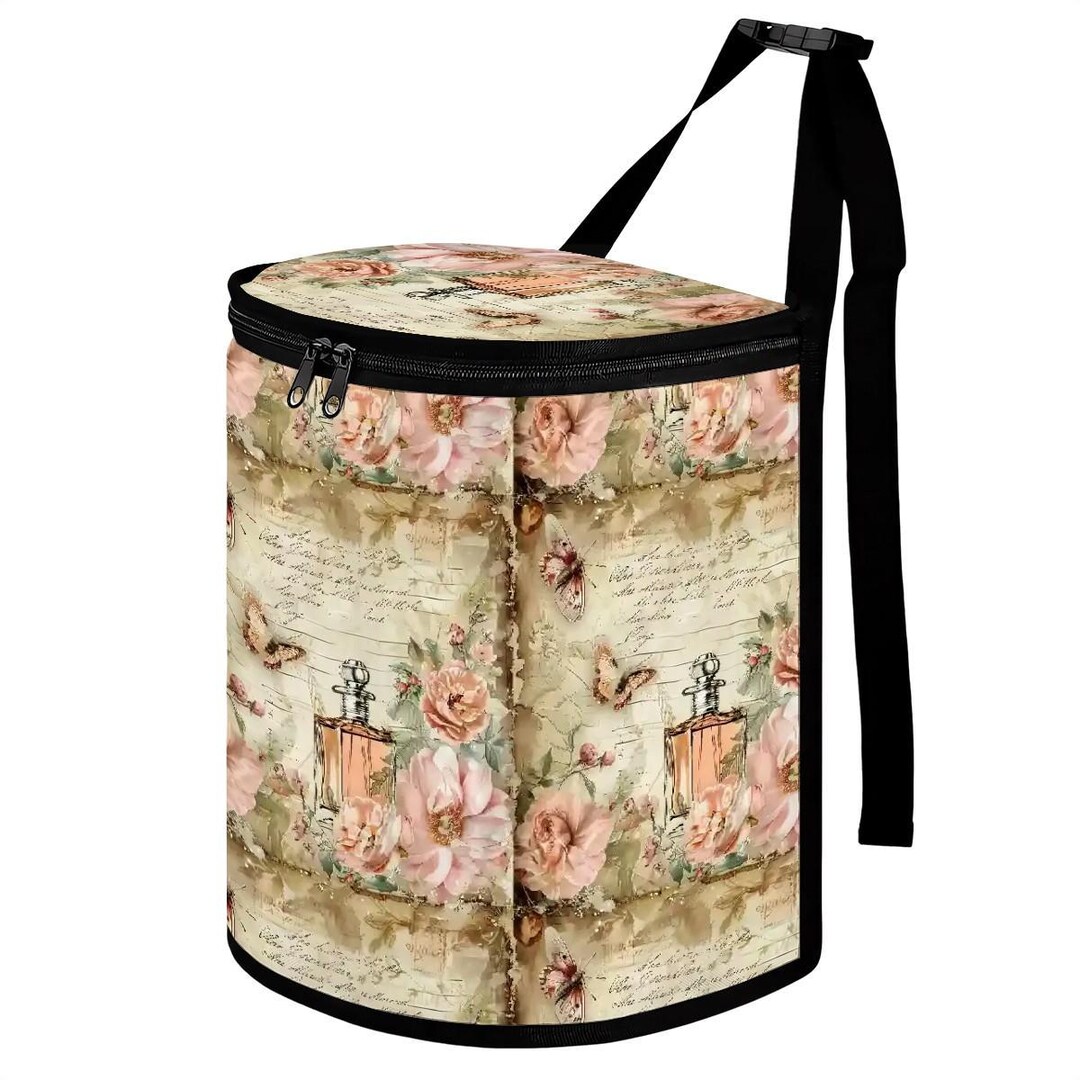 Vintage Floral Car Trash Can Elegant Rose and Perfume Design Hanging ...