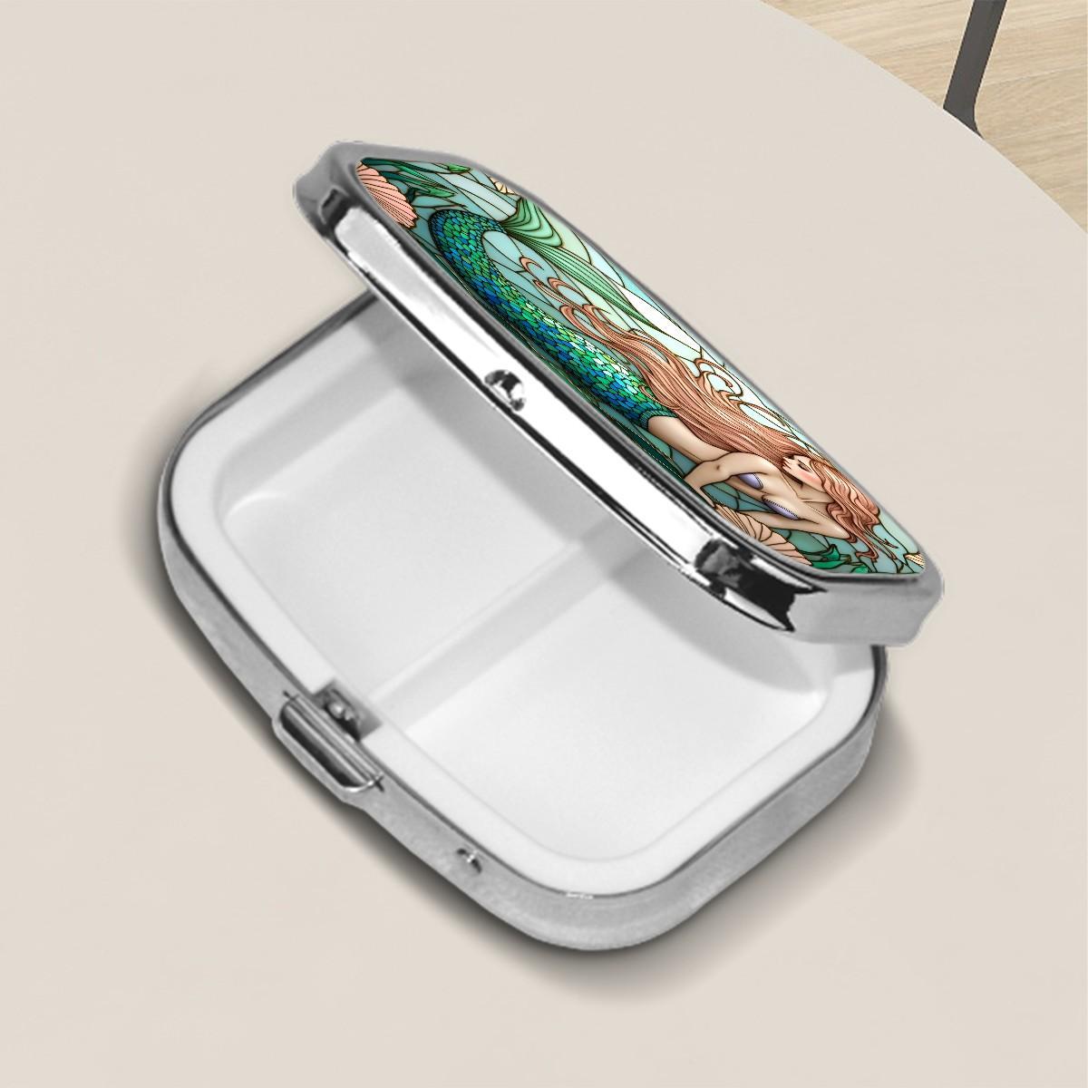 Stained Glass Style Mermaid Pill Box – Ocean Fantasy Design, Pocket ...