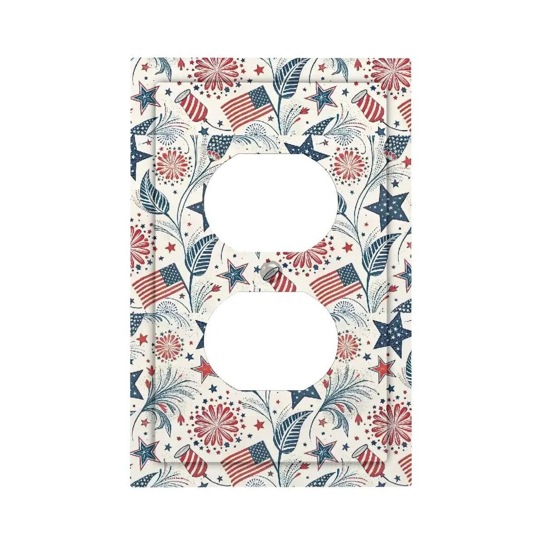 Matching US Patriotic Light Switch Cover – Red White and Blue Fireworks ...