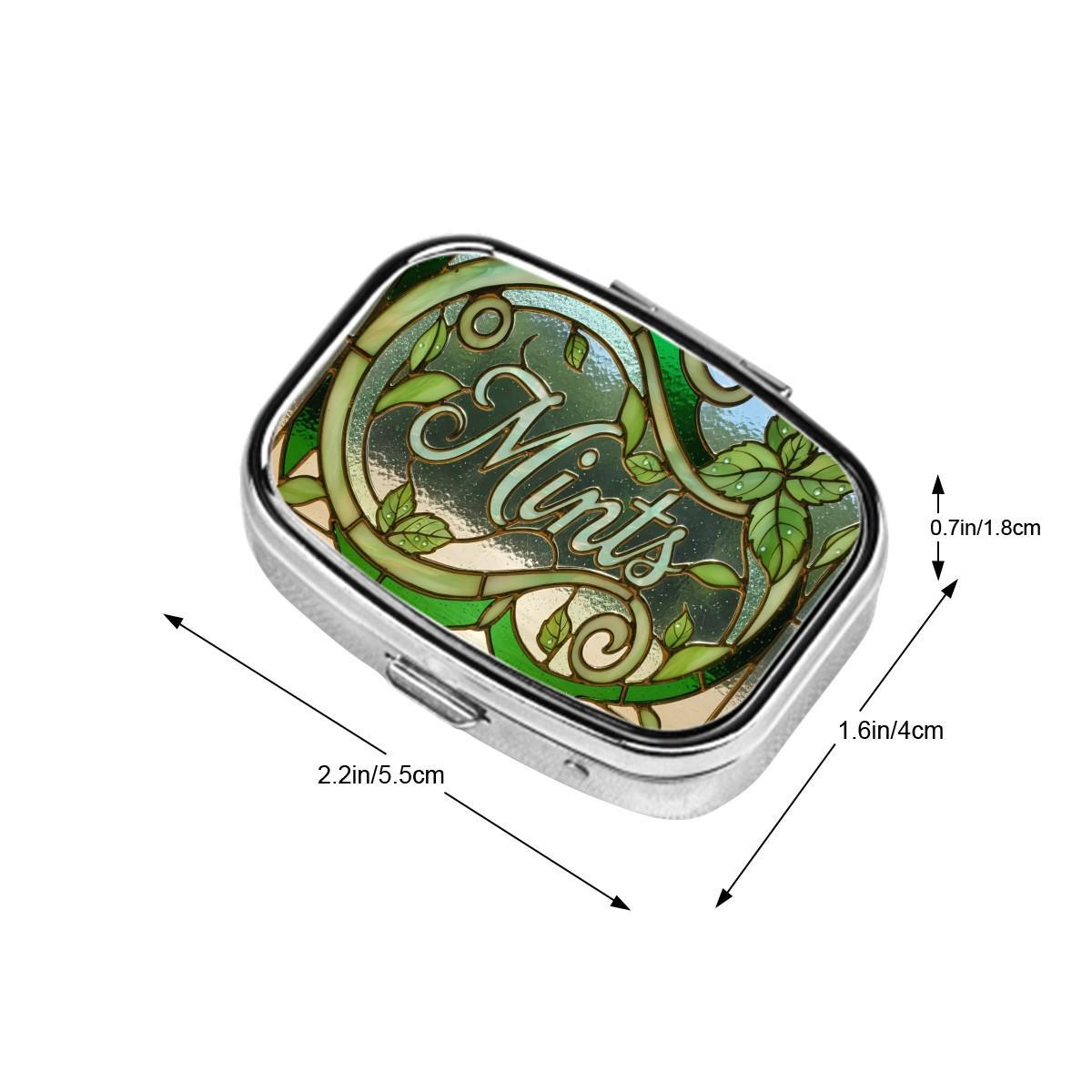 Stained Glass Style (PRINT) Mints Pill Box – Elegant Green Art Nouveau ...
