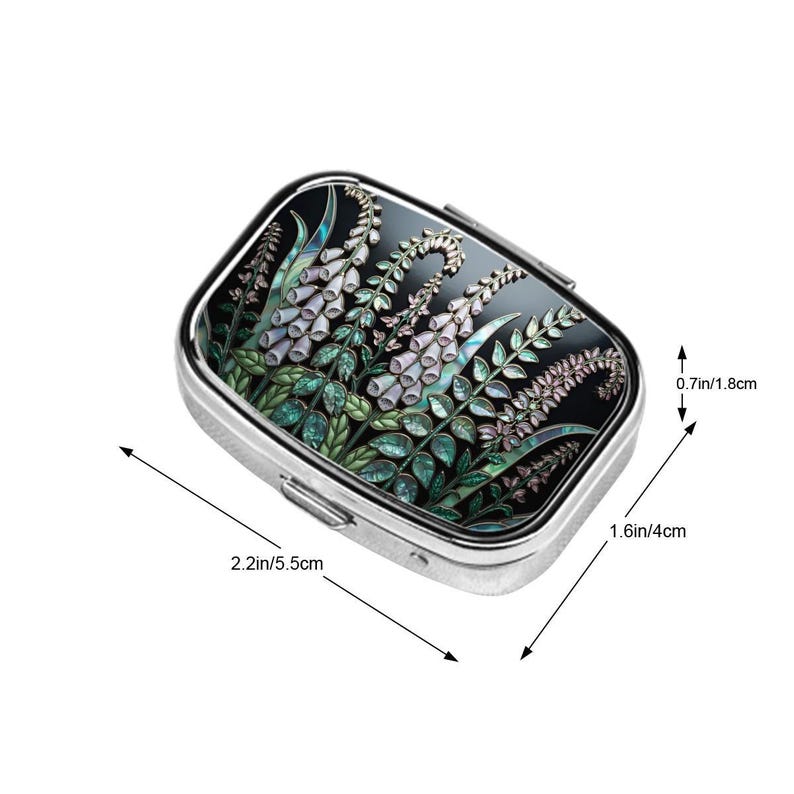 Foxglove Stained Glass Style (PRINT) Pill Box – Dark Botanical Pill ...