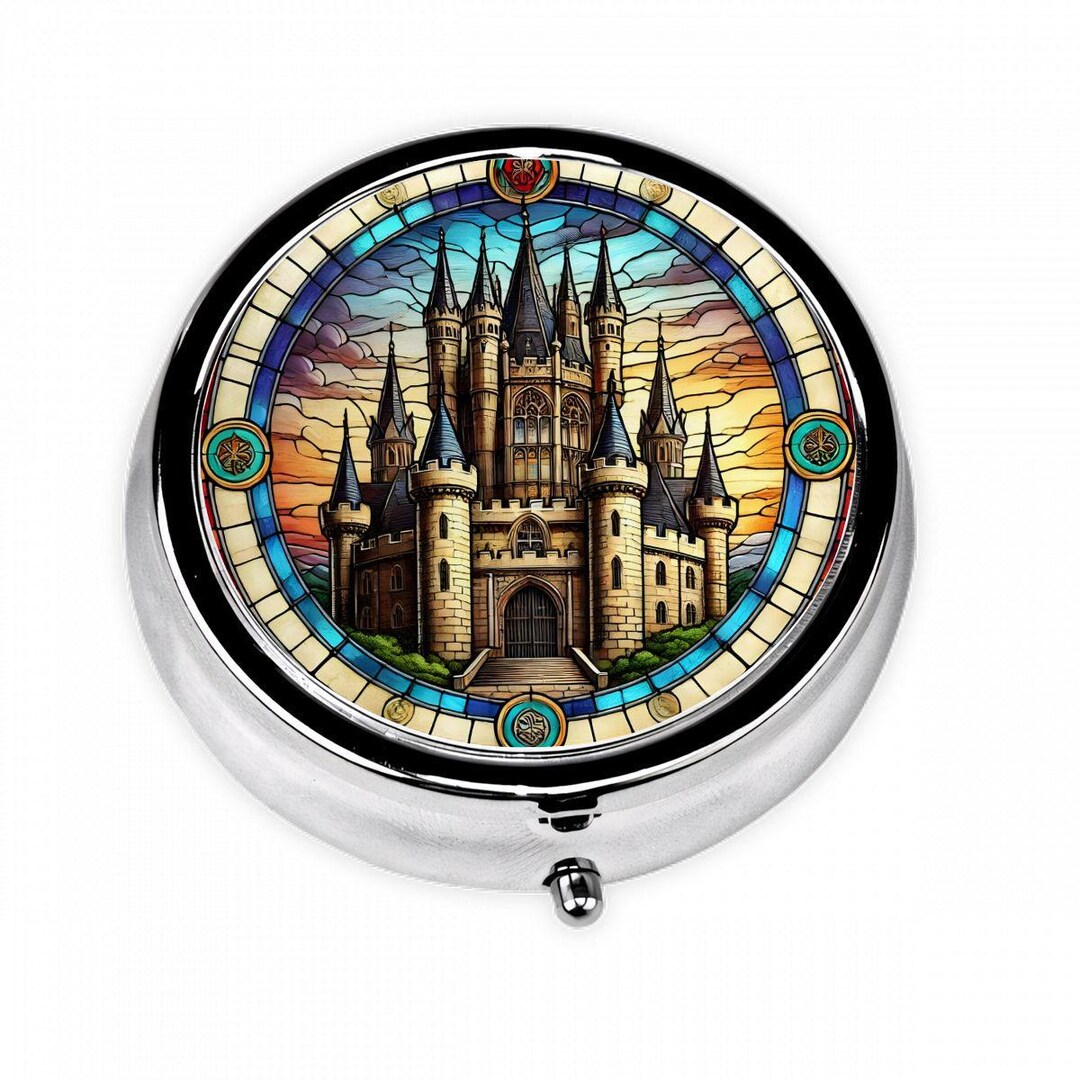 Stained Glass Castle Pill Box – Fantasy Medieval Trinket Case ...