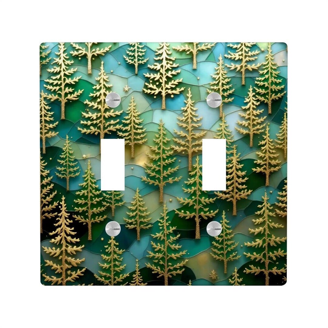 Stained Glass Inspired (PRINT) Forest Light Switch Cover 2-gang 2 ...