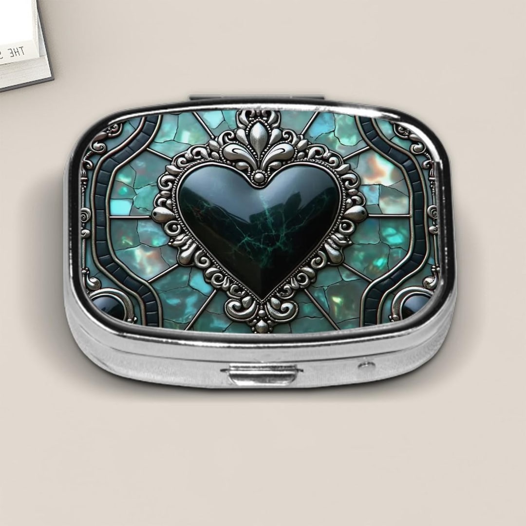 Gothic Black Heart Stained Glass Style Pill Box – Dark Romance Travel ...