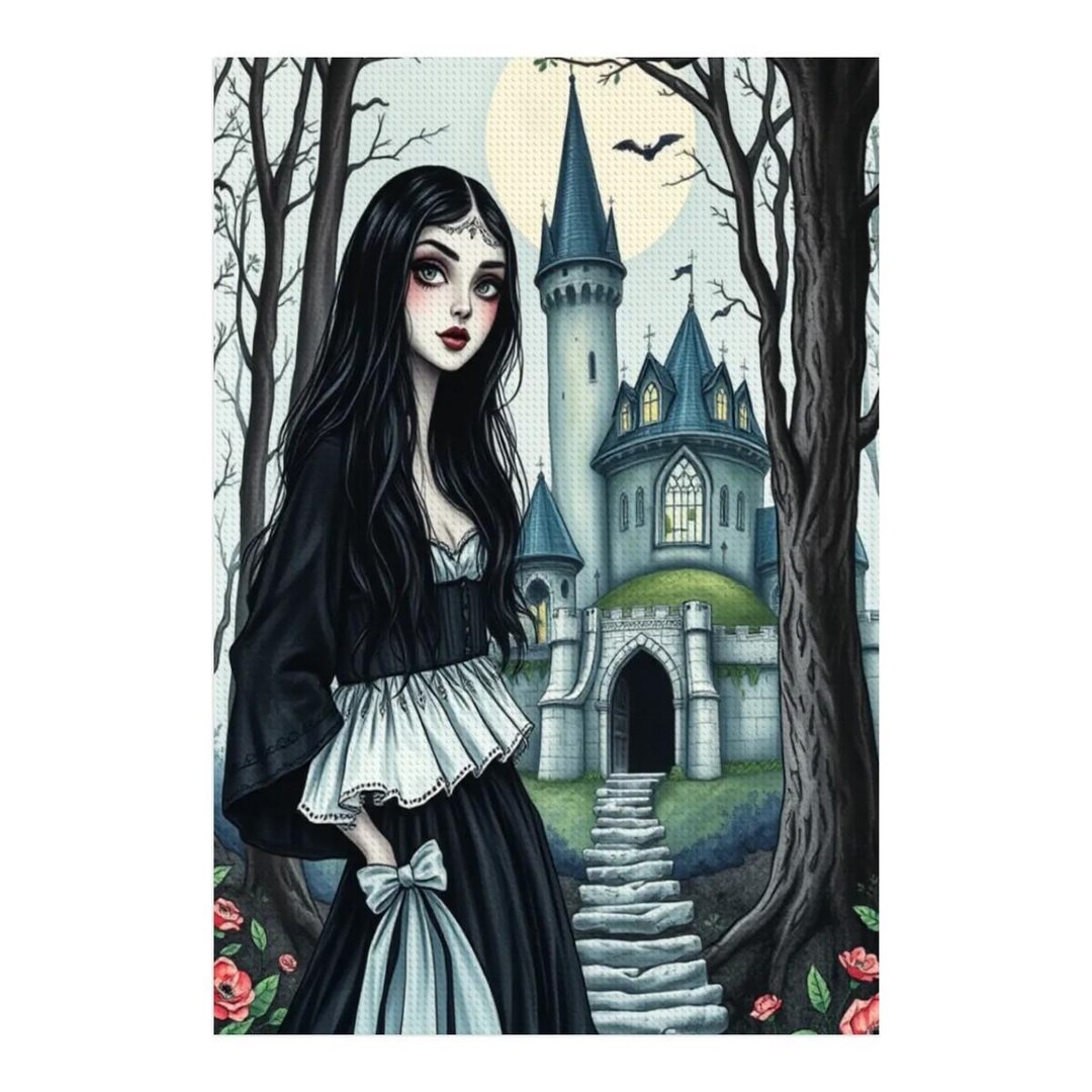Beautiful Goth Woman in Front of Goth Castle DIY Diamond Painting 2:3 ...