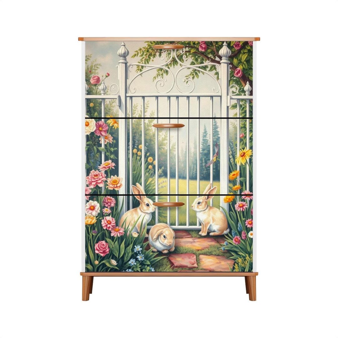 Cottage Core Bunny Rabbits at the Garden Gate Shoe Cabinet - Etsy
