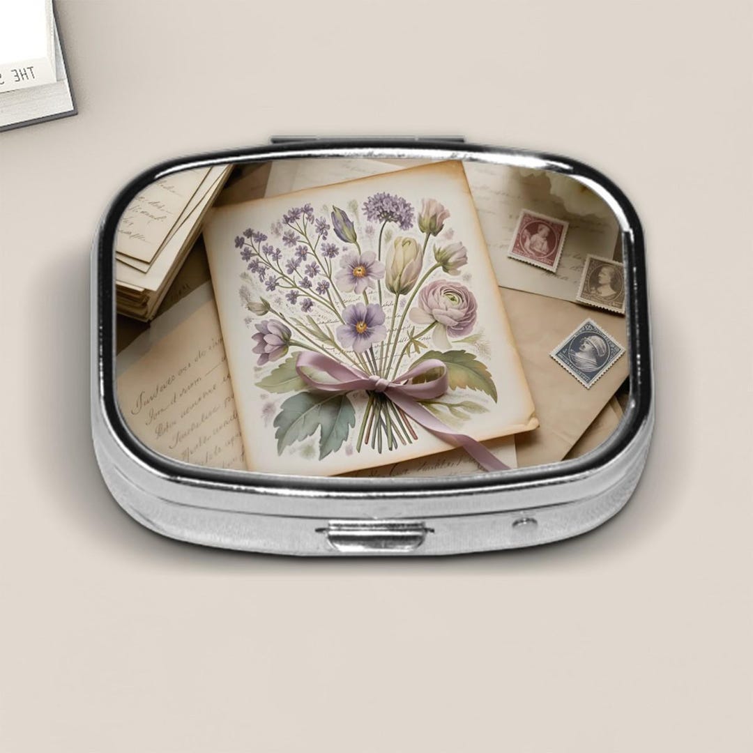 Pressed Wildflower Bouquet Pill Box – Vintage Botanical Pill Case With ...