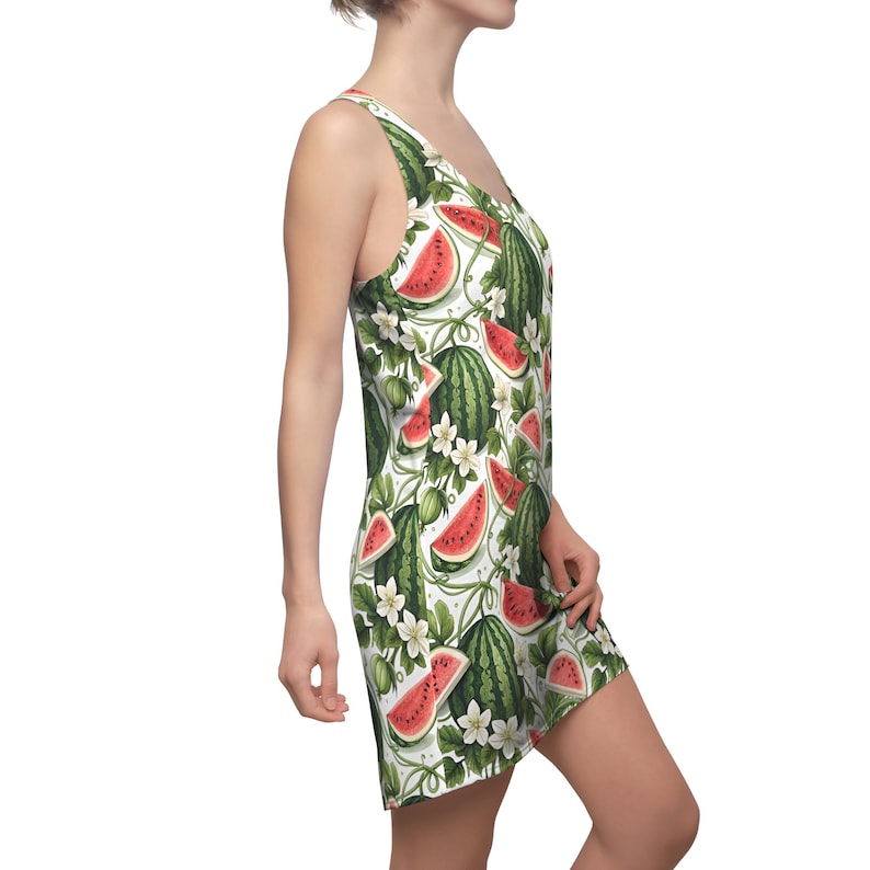 Delightful Watermelon Print Racerback Dress, Summer Party Dress ...