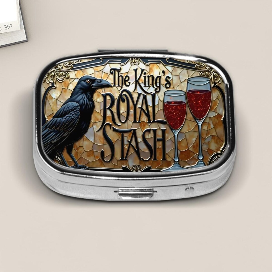 The King’s Royal Stash Pill Box – Raven and Wine Goblets Design, Funny ...