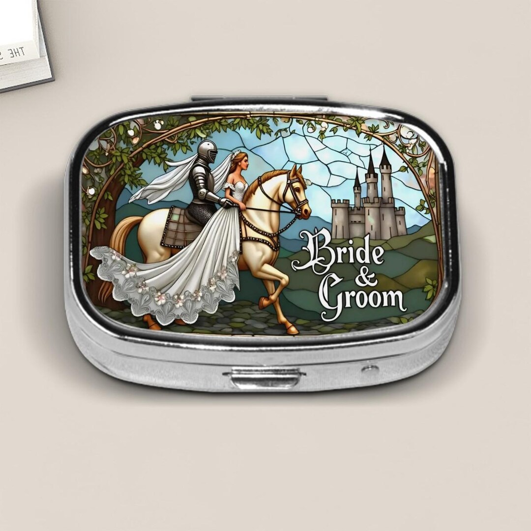 Bride and Groom Fairy Tale Pill Box – Medieval Knight and Princess on ...