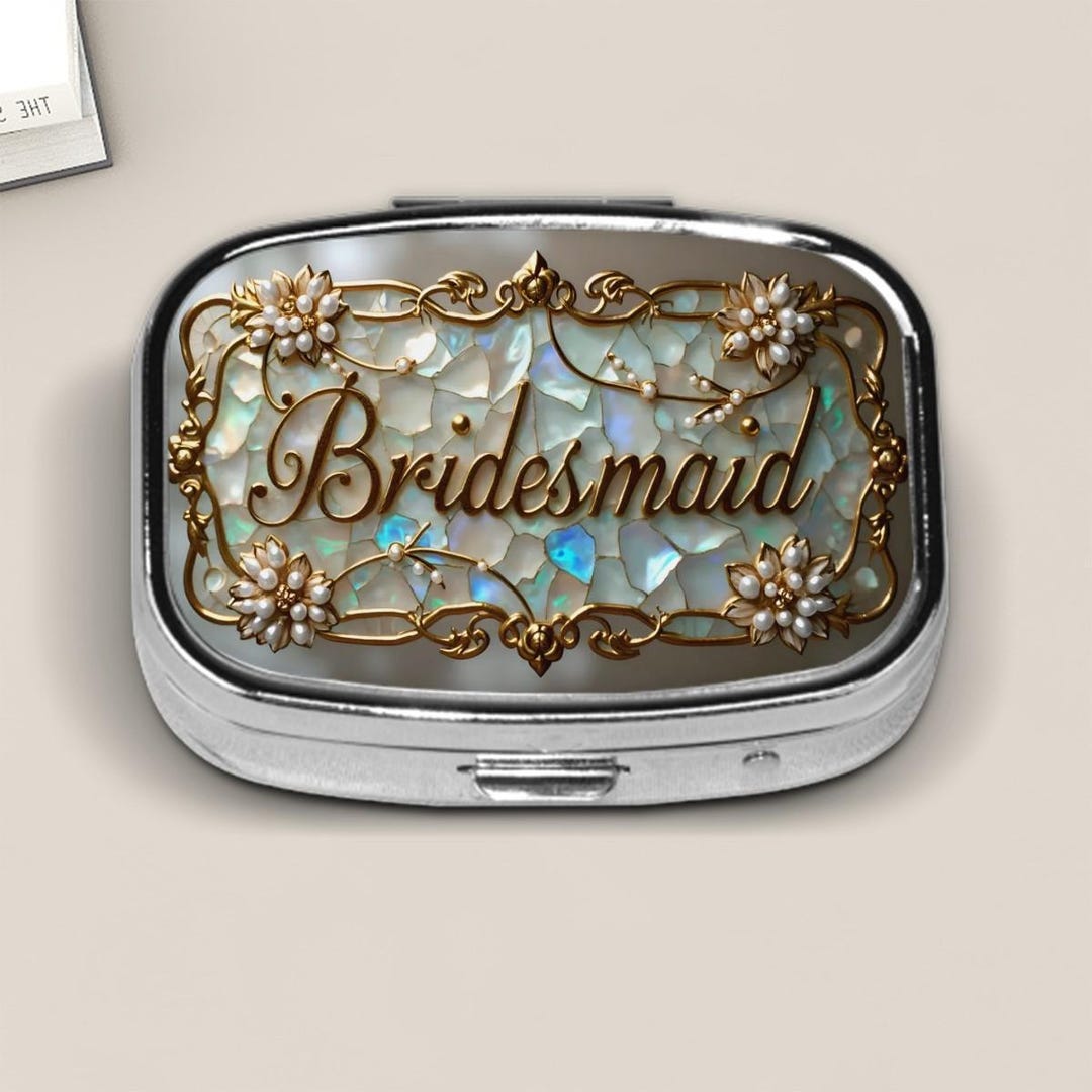 Stained Glass Style Bridesmaid Pill Box – Iridescent Pearl Mosaic With ...