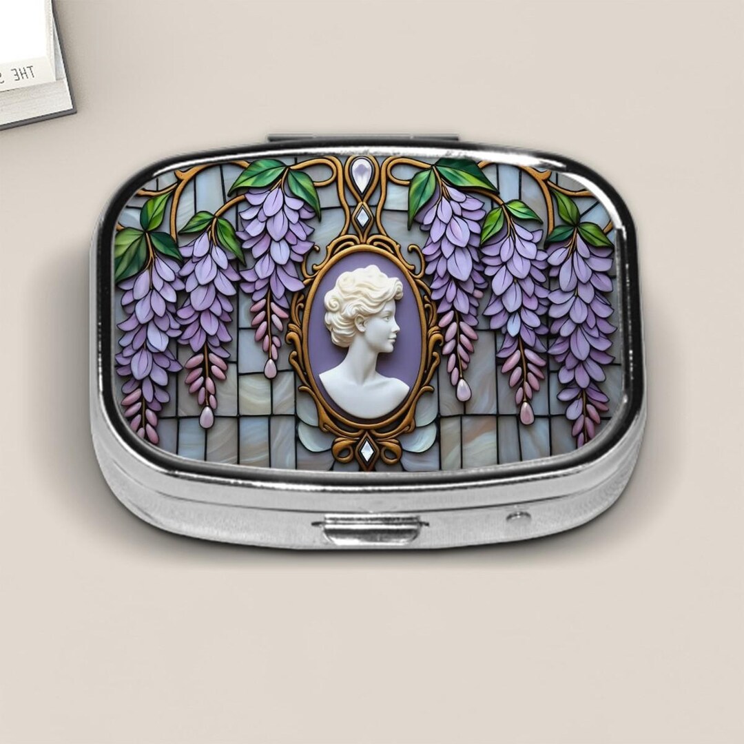 Art Nouveau Wisteria Cameo Pill Box – Vintage Style Stained Glass Style ...