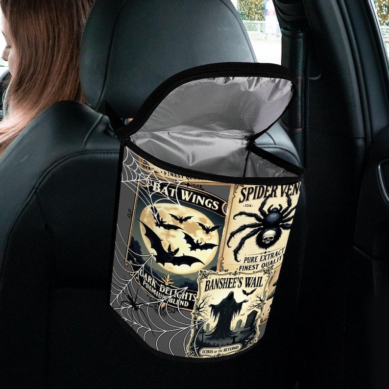 Spooky Creepy Vintage Label Design Car Can Trash Bag - Etsy