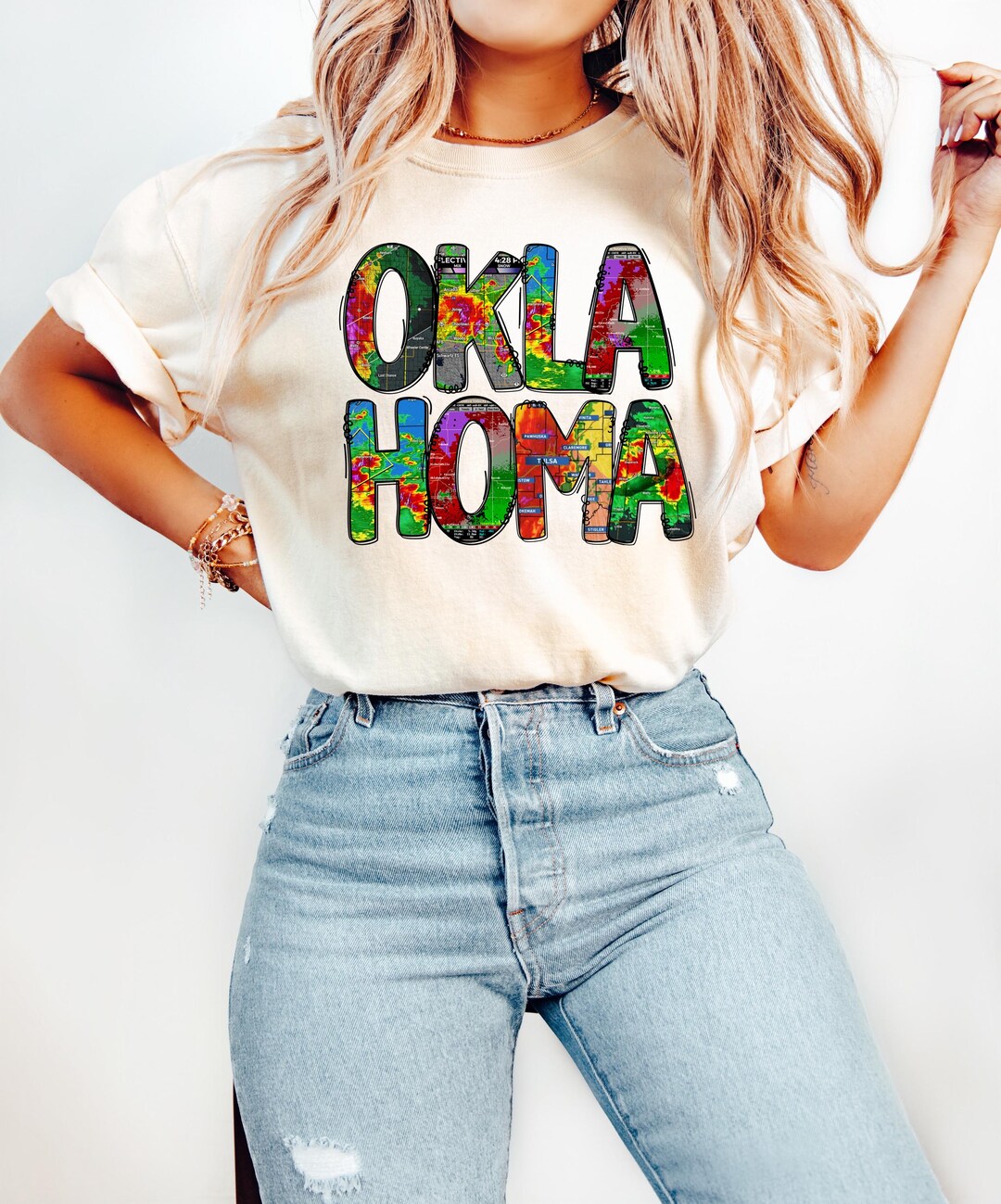 Oklahoma Storm Map Shirt | Bleached Shirt | Oklahoma Weather | Oklahoma ...