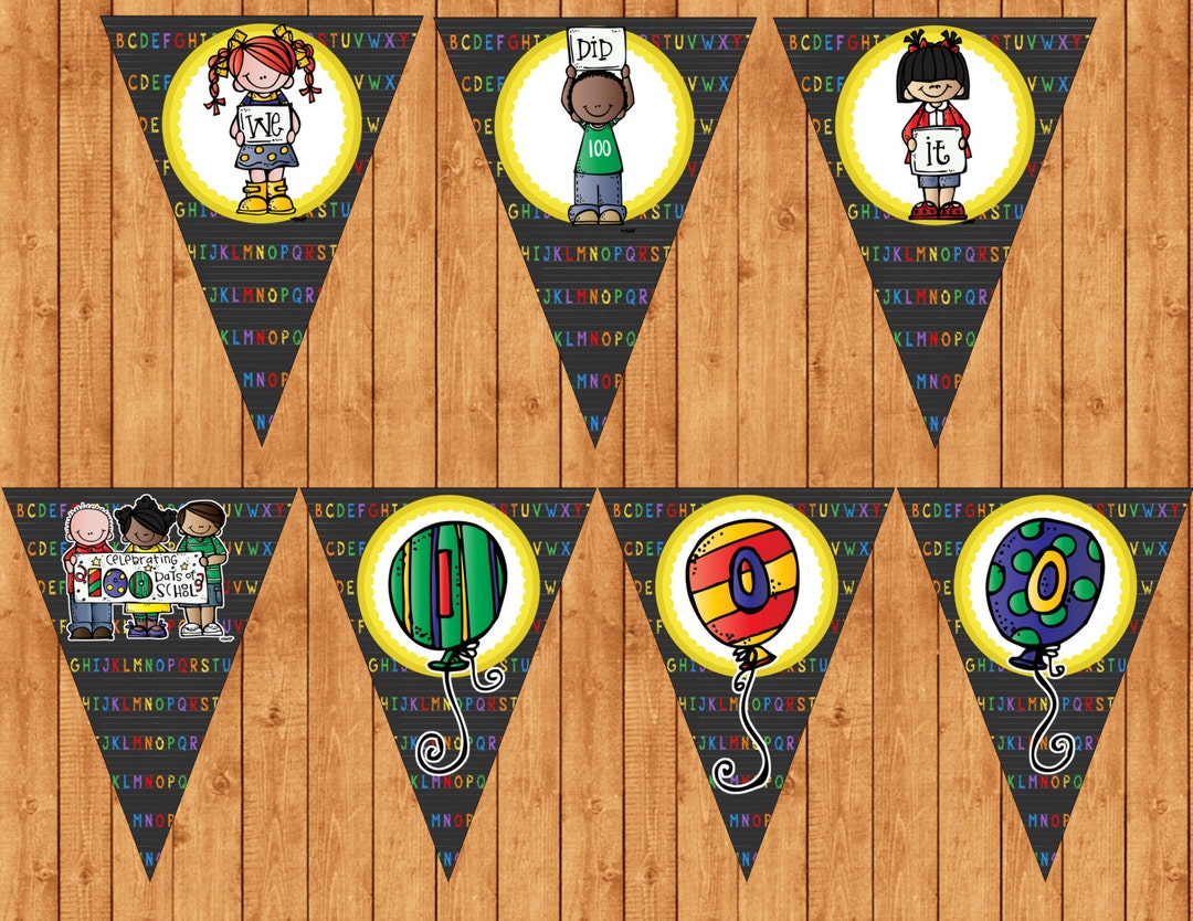 100th Day of School Pennant Banner ~ INSTANT DOWNLOAD ~ You Print - Etsy