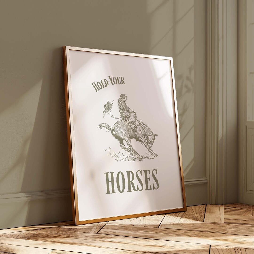 Western Wall Art, Vintage Rodeo Print, Green Western Home Decor, Ranch ...