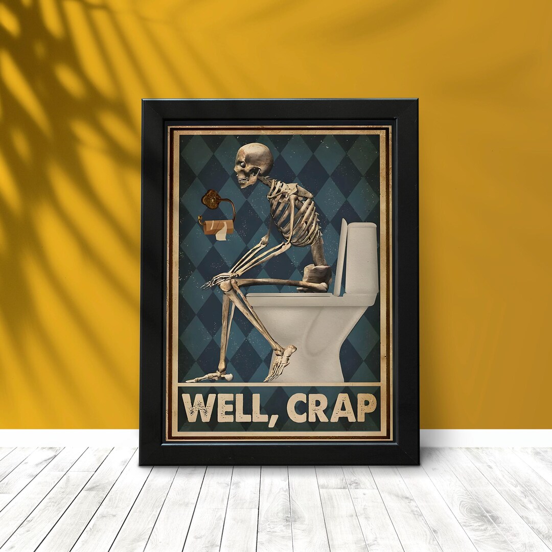 Funny Skeleton Restroom Canvas Print: Retro Bathroom Wall Decor - Etsy