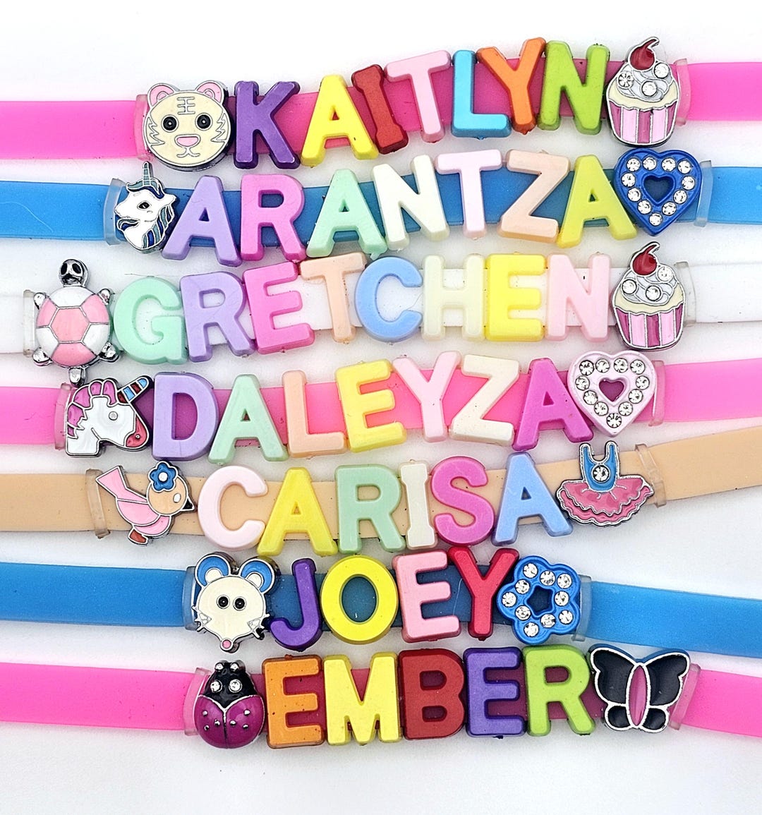 Bracelet Personalized 8mm Silicone Slide Charms - Etsy