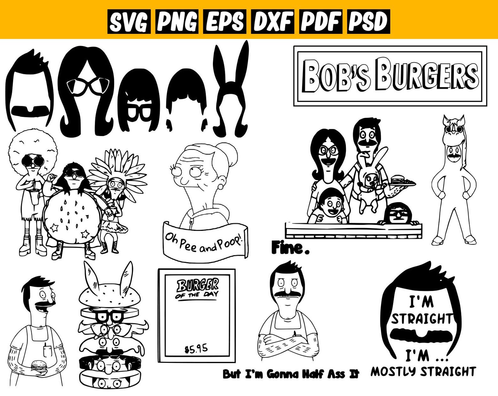 Bobs Burgers Svg Bundle, Bob's Burgers Png, Svg for Cricut, Digital ...