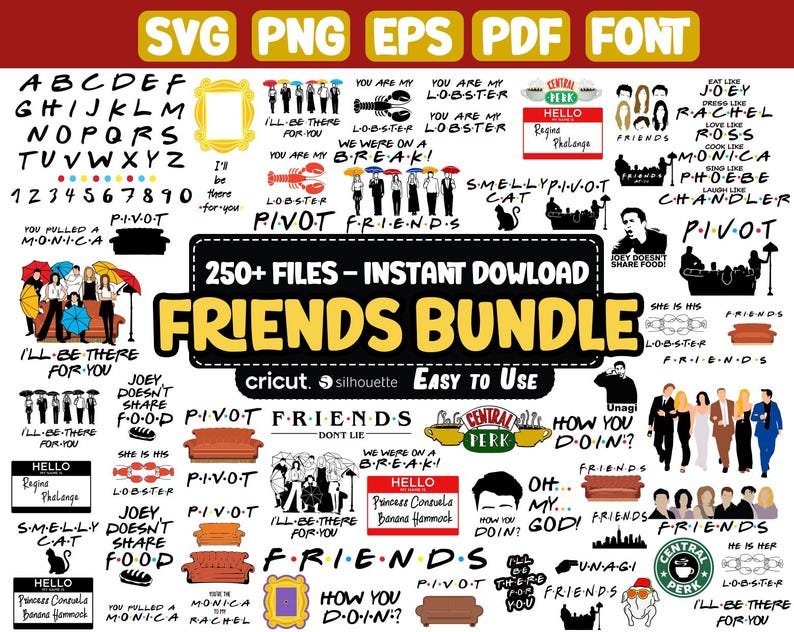 Friends Svg Bundle, Friends Png, Friends Central Perk Svg, Friends ...
