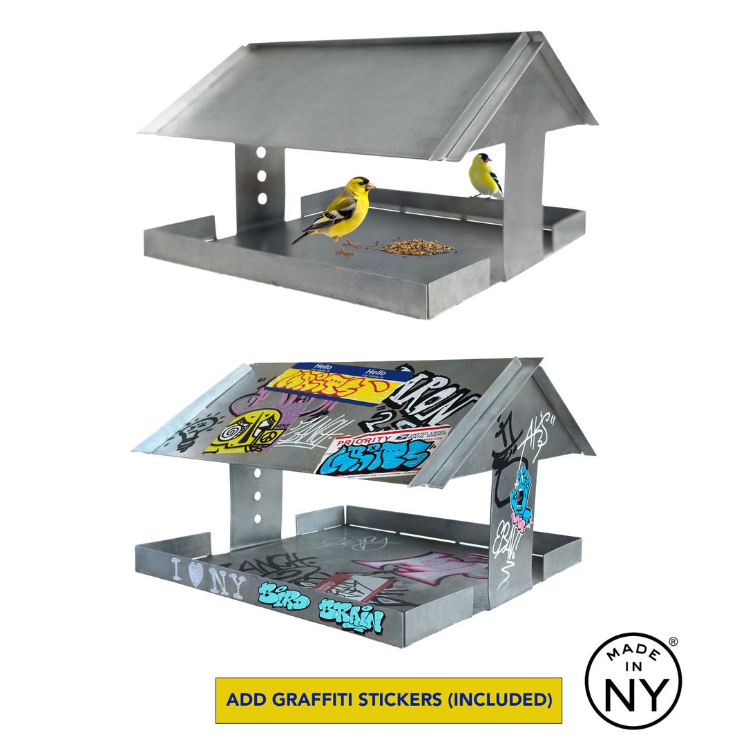 Aluminum Bird Feeder: Fold & Slot Design, Graffiti Stickers - Etsy