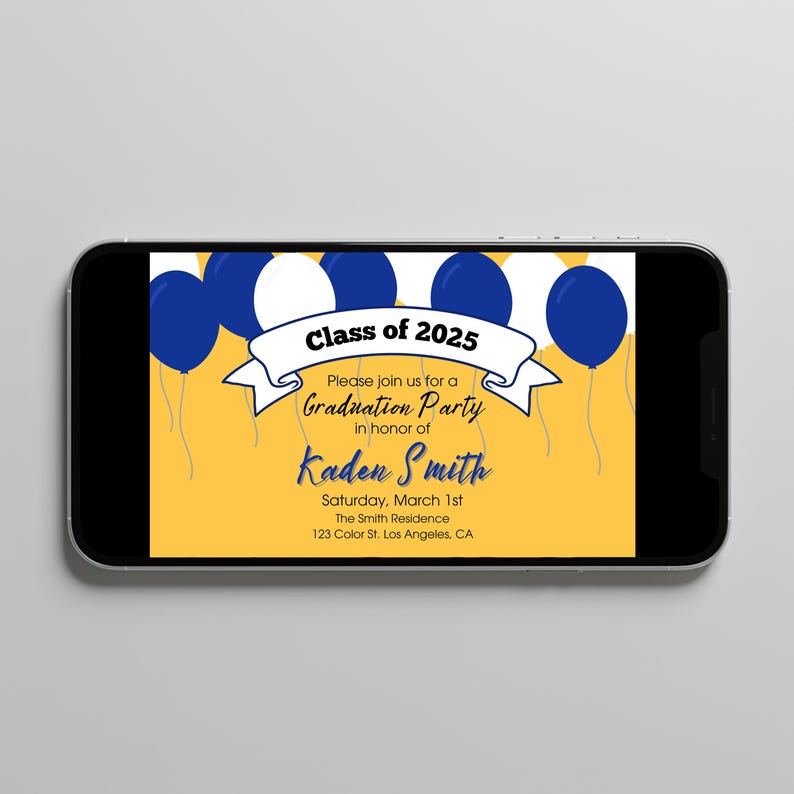 Blue and Yellow Graduation Invitation | Class of 2025 Digital Template ...
