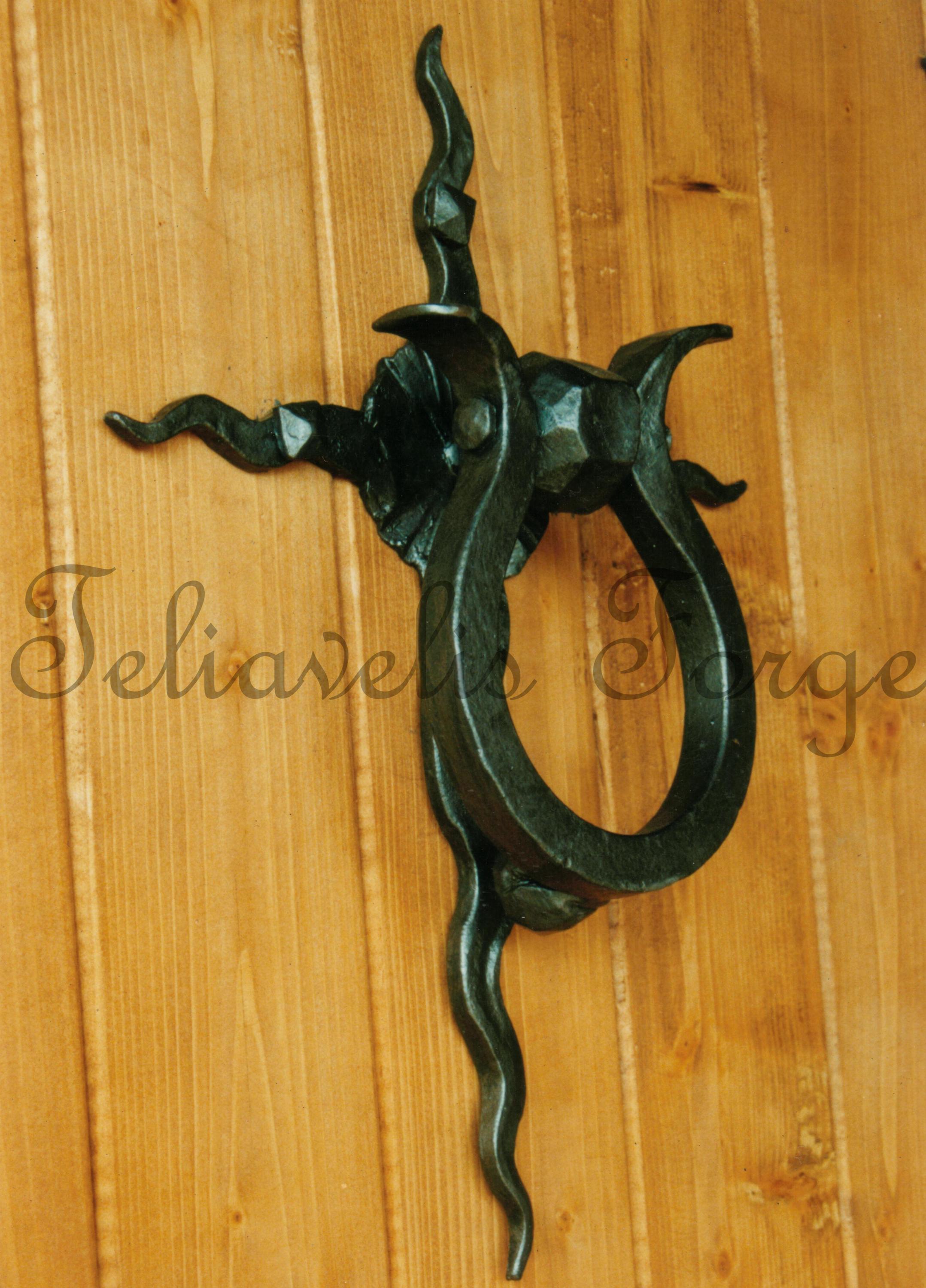 Hand-forged Wrought Iron Door Hardware Set – Rustic Hinges, Handle ...
