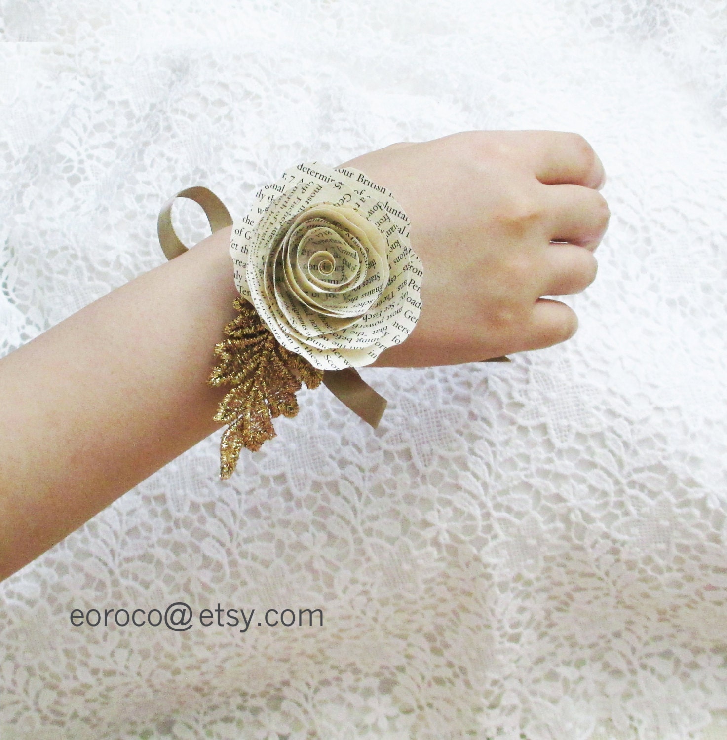 Paper Corsage, Book Paper Flower Corsage, Paper Flowers Wedding ...