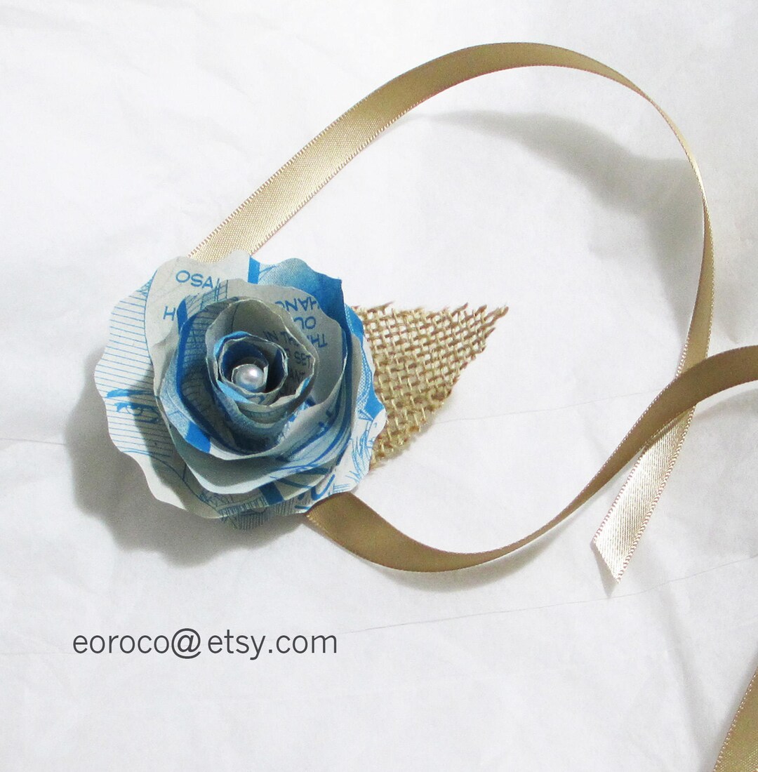 Blue Comic Paper Flower Corsage, Book Paper Corsage, Pink Graphic Novel ...