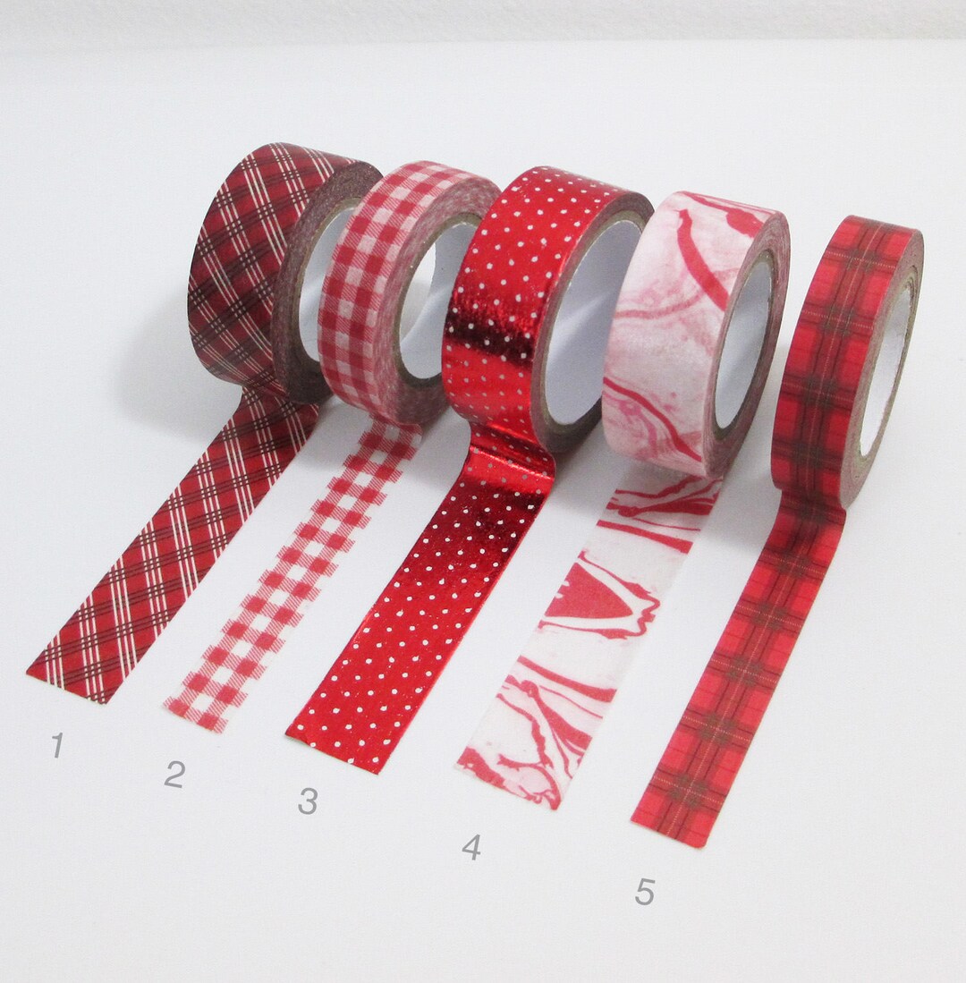 Red, Pink Marble, Plaid, Dotted Washi 20" Samples for Valentine's Day ...