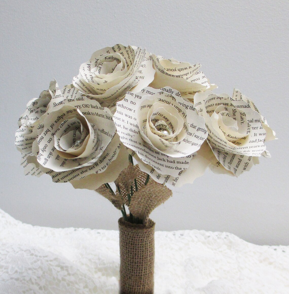 Book Paper Flower Bridal Bouquet, Paper Wedding Bouquet, Wedding Toss ...