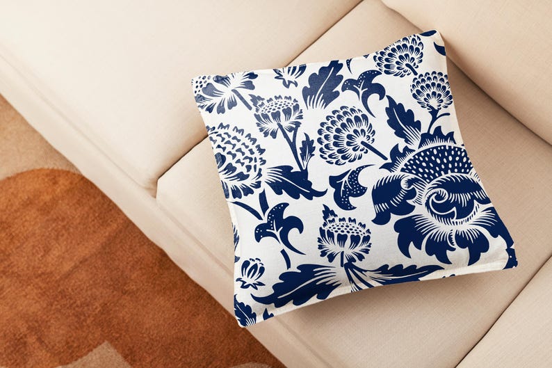 Navy Blue Floral Pattern | Vintage Flower Seamless Design | Botanical ...