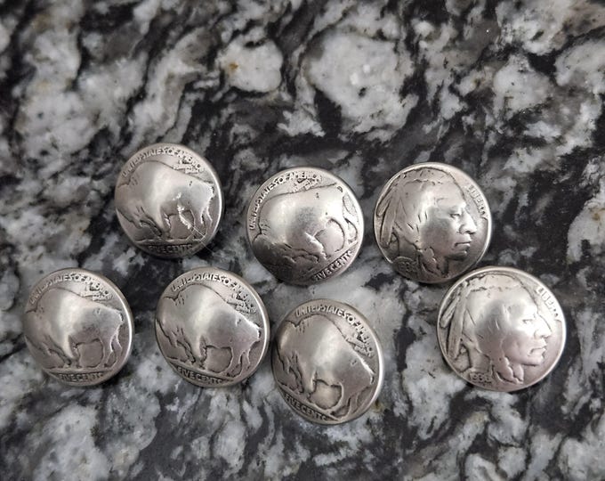 Vintage Buffalo Nickel Buttons Old Authentic Indian Head 5 Cent Lot of ...