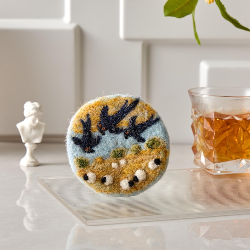 Handmade Nepal Wool Felt Animal Coasters: Rustic Table Decor - Etsy
