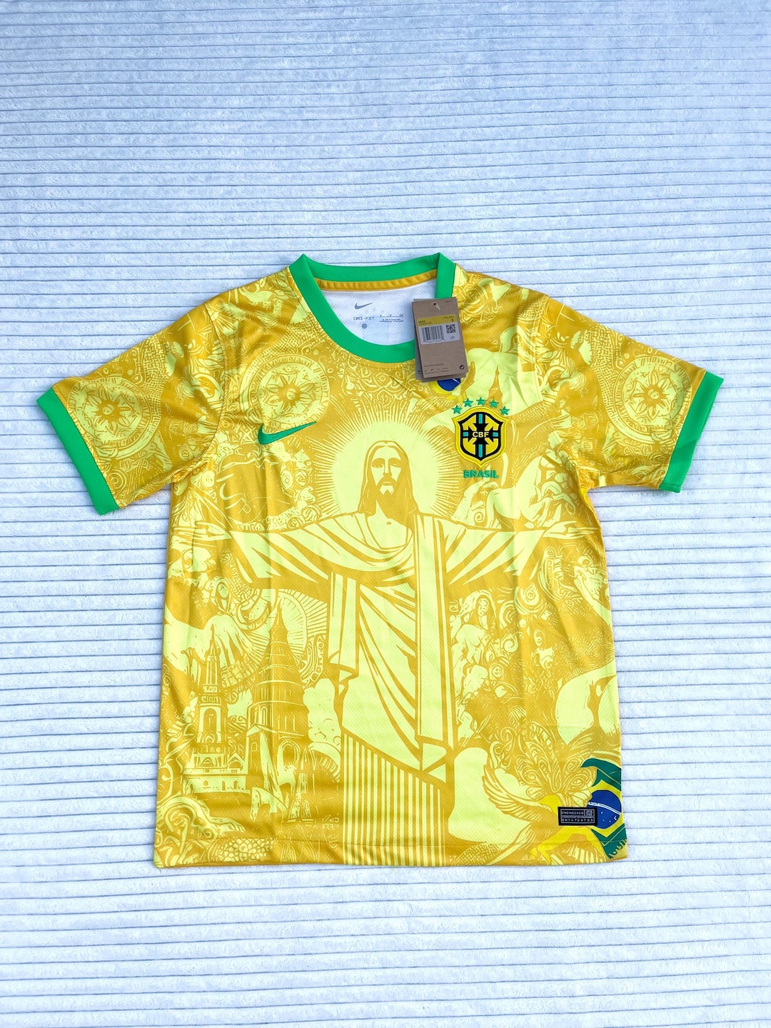 Brazil Jesus Jersey Yellow / Gold / Gold - Brazil Concept Football ...