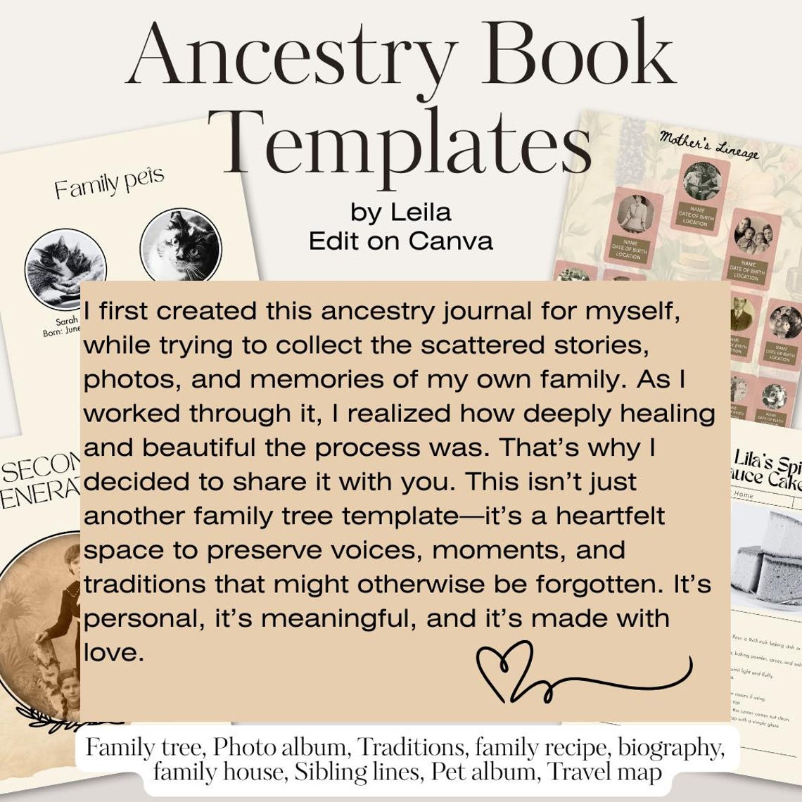 Ancestry Memory Book Family Tree & Heritage Journal Editable Digital ...