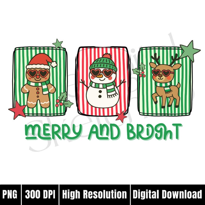 Preppy Christmas Gingerbread Man PNG Holly Jolly Snowman Vibes Doodle ...