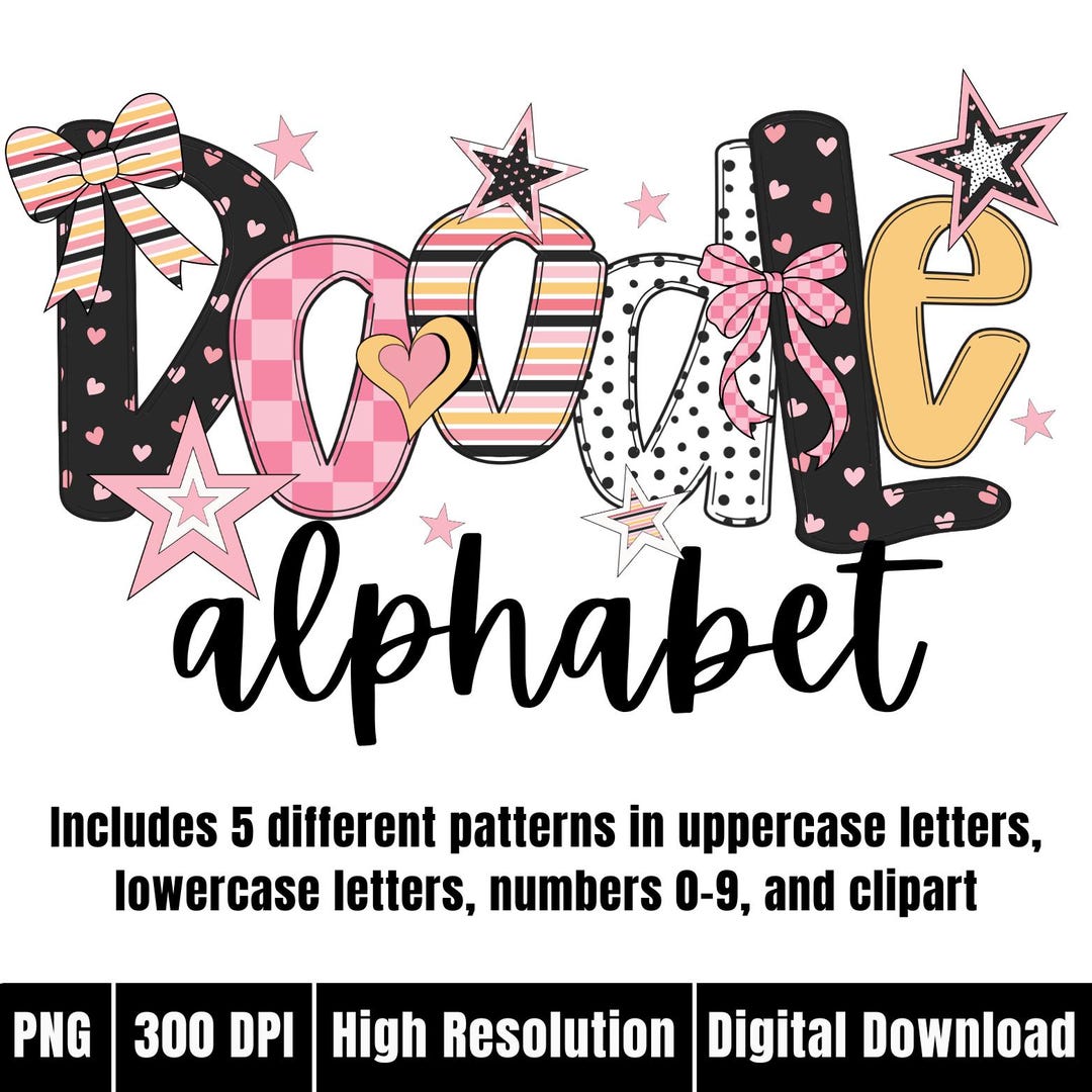 Preppy Retro Polka Dot Doodle Alphabet Grandmillennial Numbers Letters ...
