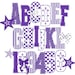 Purple Varsity Letters Doodle Alphabet PNG Checkered Alpha Violet ...