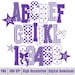 Purple Varsity Letters Doodle Alphabet PNG Checkered Alpha Violet ...