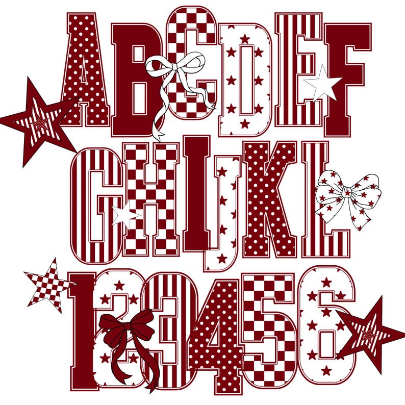 Maroon Varsity Letters Doodle Alphabet PNG Burgundy School Color Alpha ...