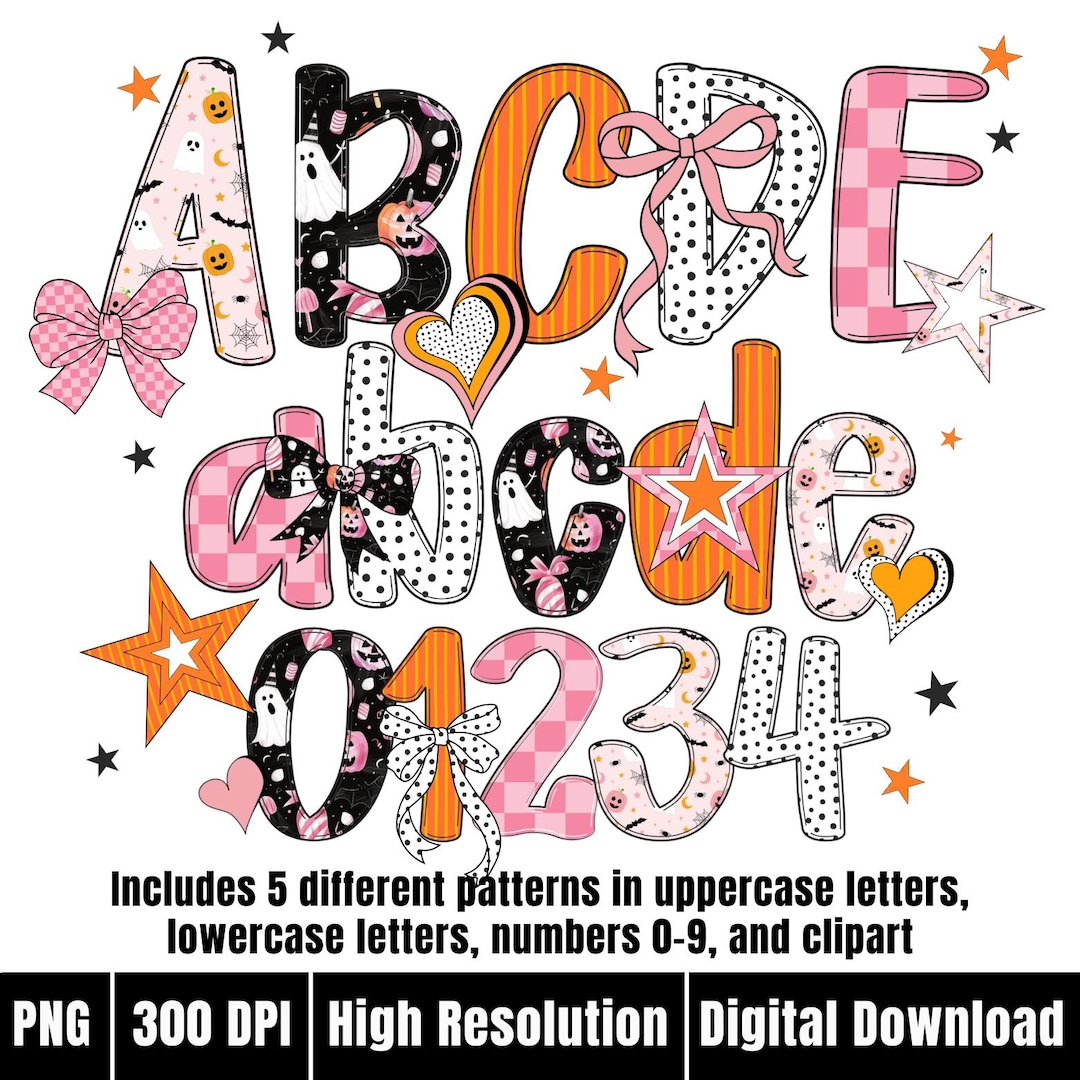 Halloween Alphabet Bundle Pumpkin Font Canva Spooky Fall Party Décor ...