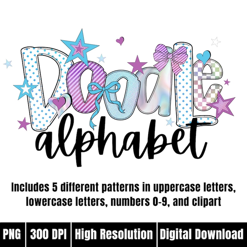 Bright Alphabet PNG Bulletin Board Letters Canva Doodle Alpha Set ...