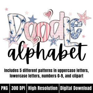 Preppy Bright Alphabet PNG Coquette Bows Font Clipart Canva Doodle ...